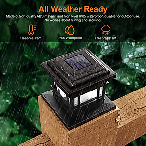 LETMY Solar Post Cap Lights Outdoor, 4 Pack LED Deck Fence Cap Solar Lights, Bright Waterproof Solar Post Lights for 4x4 5x5 6x6 Wooden Posts in Patio, Deck or Garden Decoration