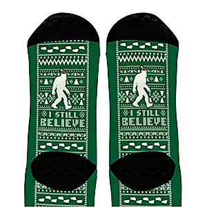 Holiday Socks I Still Believe Bigfoot Socks Sasquatch Christmas Clothes 1-Pair Novelty Crew Socks