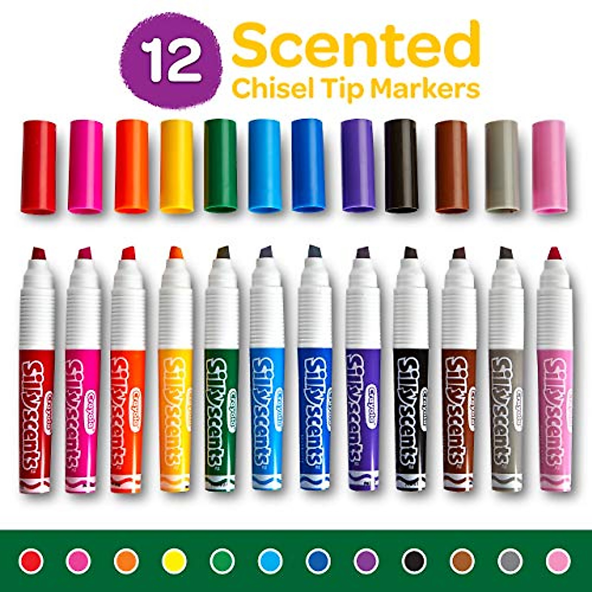 Crayola Silly Scents Scented Markers, Washable Markers, 12 Count, Gift for Kids