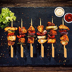 200 PCS Bamboo Skewers for Appetizers, 4.7 Inch Toothpicks, Cocktail Picks for Drinks, Fruit Kababs, Sausage, Barbecue Snacks, Natural Wooden Paddle Skewer Mini Food Sticks, Charcuterie Accessories