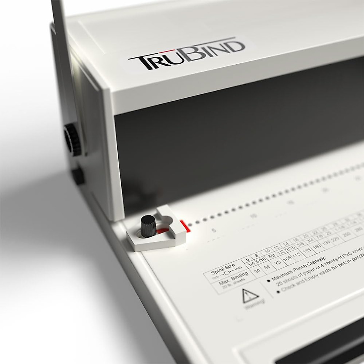 TruBind Coil Binding Machine - Manual Round Hole Punch - Adjustable Side Margin - 4 to 1 Pitch - 20 Sheet Punch Capacity