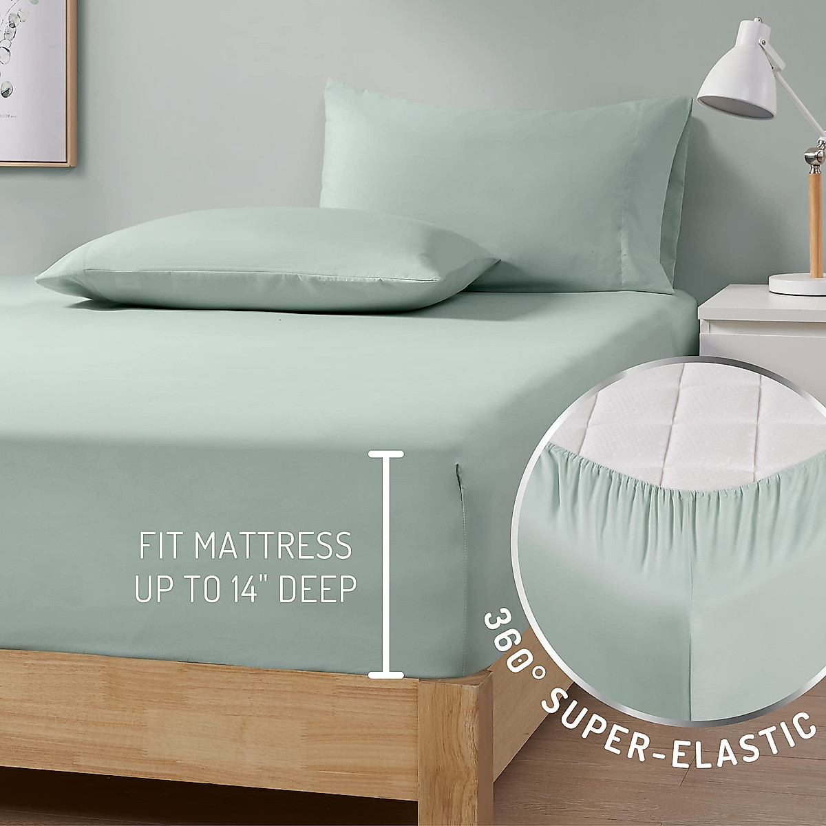 Degrees of Comfort Coolmax Cooling Sheets Set for Twin Size Bed, Moisture Wicking for Night Sweats Best Comfort, Cool Sheets for Hot Sleepers During Warm Weather with Deep Pocket, Mint-3PC