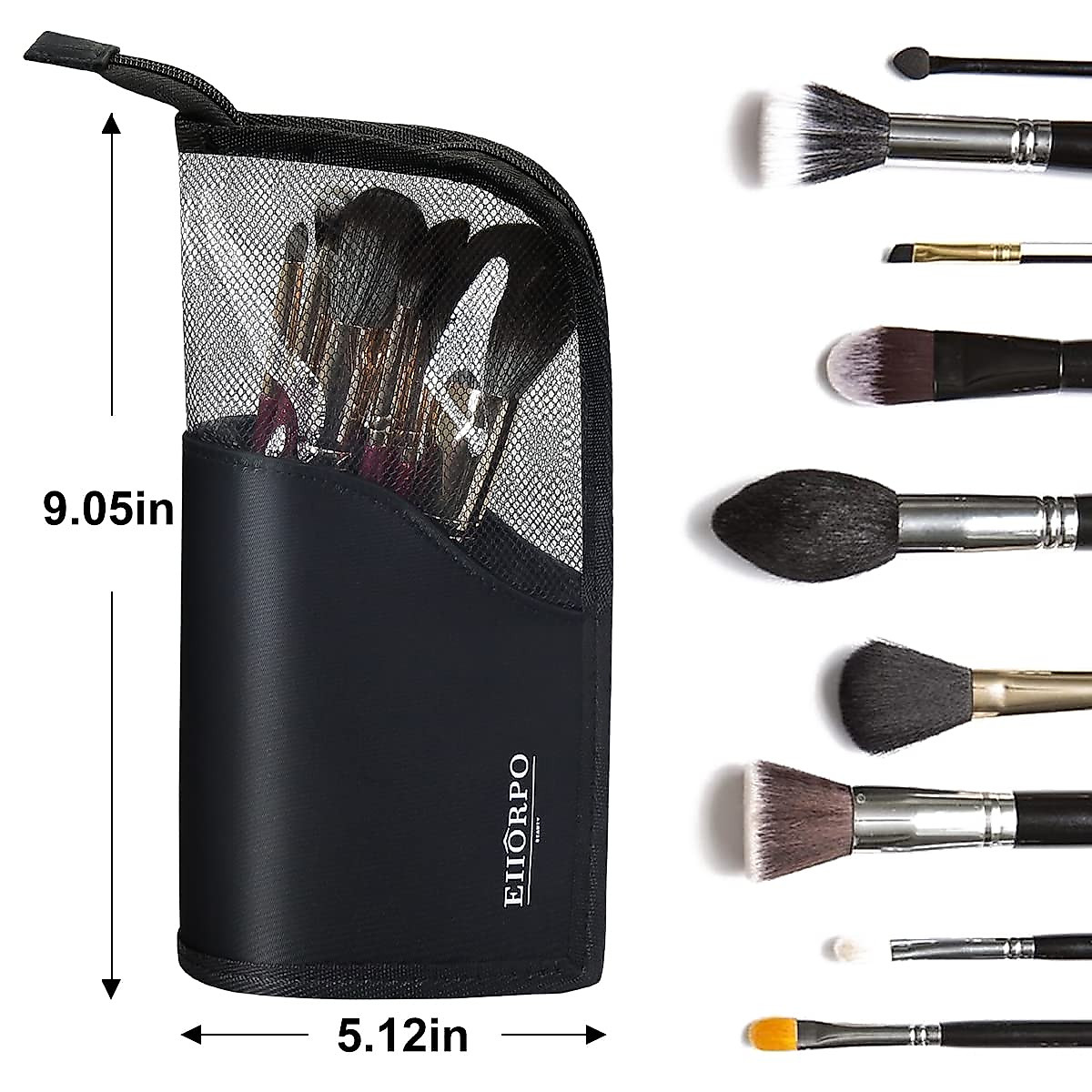EIIORPO Makeup Brush Organizer Bag Travel Cosmetic Holder Bag Waterproof Dust-free Pencil Cup Holder Case with Zipper