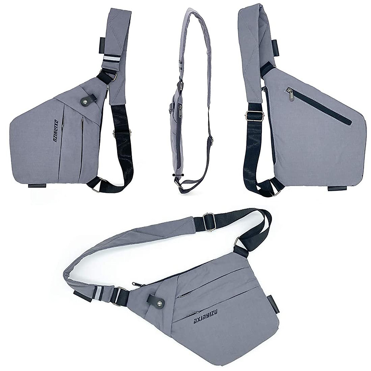 Strangefly Chest Sling Bag Anti-Theft Side Crossbody Backpack Casual Shoulder Daypack Lightweight Polyester Purse Pocket Bag for Men Women (Gray)