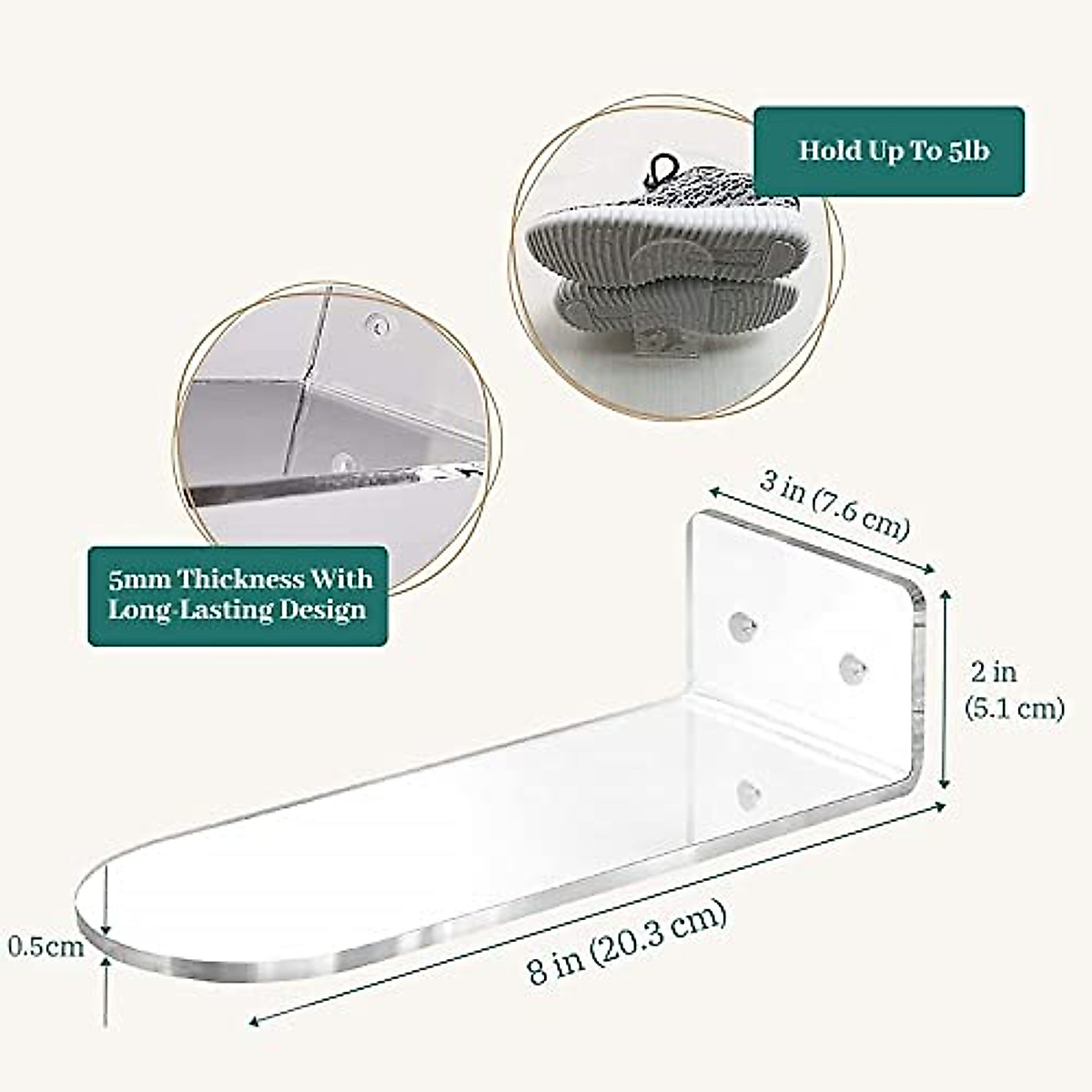NC Floating Shoe Display Shelf for Wall Mount,Levitating Shoe Rack for Wall-Clear Acrylic Floating Shelves for Showcase Sneaker Collection (Set of 6)
