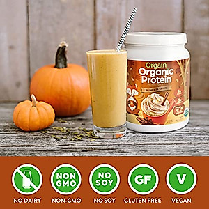 Orgain Organic Vegan Protein Powder, Pumpkin Spice - 21g of Plant Based Protein, Non Dairy, Gluten Free, 1g of Sugar, Soy Free, Kosher, Non-GMO, 1.02 Lb (Packaging May Vary)