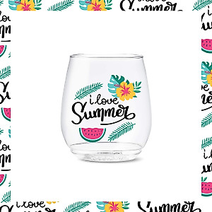 TOSSWARE POP 14oz Vino Summer Sips 1 Series, SET OF 6, Premium Quality, Recyclable, Unbreakable & Crystal Clear Plastic Wine Glasses