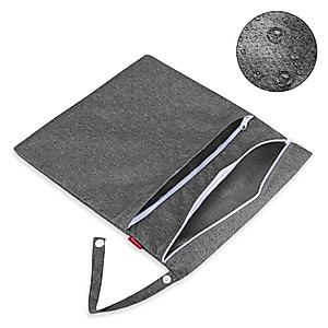 Damero 3Pcs Wet Dry Bags for Baby Cloth Diaper, Washable Diaper Wet Bag with Handle for Pumping Parts, Travel, Swimsuits, Gray