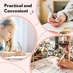 48 Pcs Big Diamond Pens Bulk for Bridal Shower Wedding Gift Crystal Metal Bling Ballpoint Pens with Black Ink for Women Bridesmaid Coworkers Office School Supplies (rose gold, silver, white )(rose gold, silver, white)