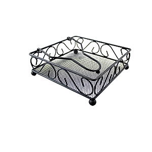 Black Matte Scroll Design Napkin Holder Dispenser With Weighted Arm