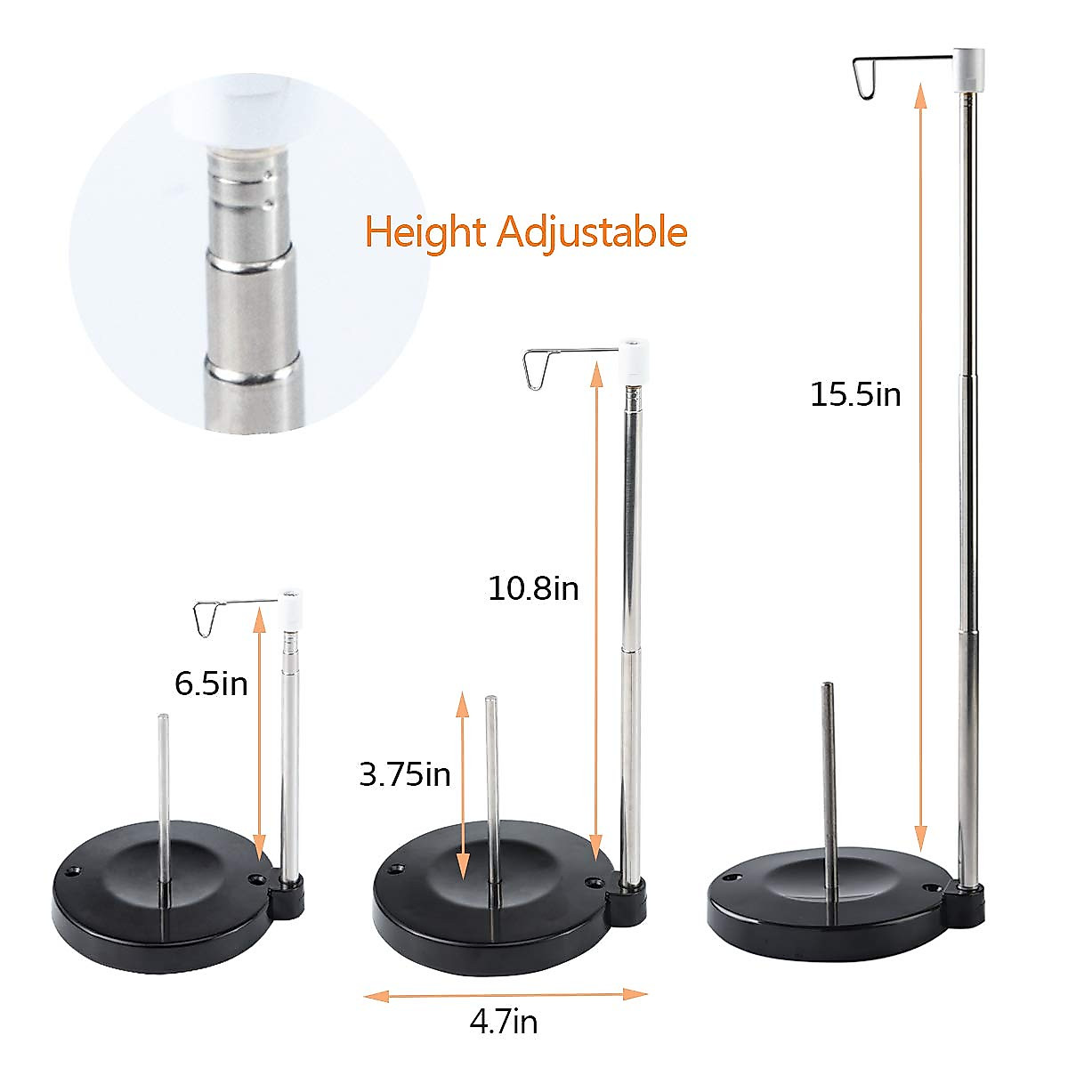 Sew Tech Adjustable Cone Thread Stand Spool Holder for Sewing Machine Embroidery Quilting Serger Machines, Single Thread Stand for Smoother Feed, Large Spool Holder with Steady Heavy Plastic Base