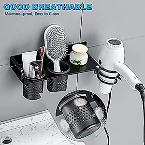 Yuehuam Hair Dryer Holder Wall Mounted, Hair Dryer Rack & Hair Styling Care Tool Organizer, Bathroom Storage Organizer for Blow Dryer, Styling Tools, Curling Iron, Combs, Hair Straightener