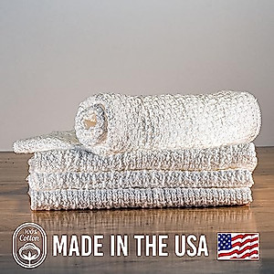 Country Cottons Old Fashion 100% Cotton Dishcloths - Set of 4 Mixed Colors - 2 Teal /2 Natural -11" x 11"