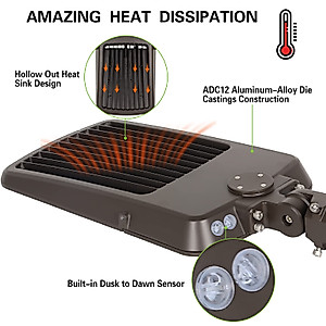 hykolity 240W/300W Switchable LED Parking Lot Light, 150LM/W 5000K LED Street Lighting with Photocell Sensor[750W-1000W HPS Equiv.] 100-277V, Commercial Slip Fitter Mount LED Shoebox Light
