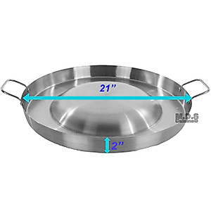 M.D.S Cuisine Cookwares Comal Stainless Steel 21" Acero Inoxidable Convex Outdoors Stir Fry Heavy Duty