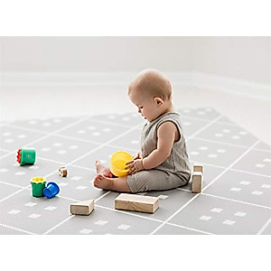 Baby Play Mat | One-Piece Reversible Foam Floor Mat | Large | Eco-Friendly | Extra Soft | Non-Toxic | Baby | Toddlers | Kids (Grey Dash + Diamond, Large)