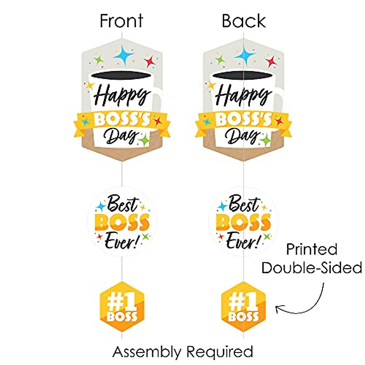 Big Dot of Happiness Happy Boss’s Day - Best Boss Ever DIY Dangler Backdrop - Hanging Vertical Decorations - 30 Pieces