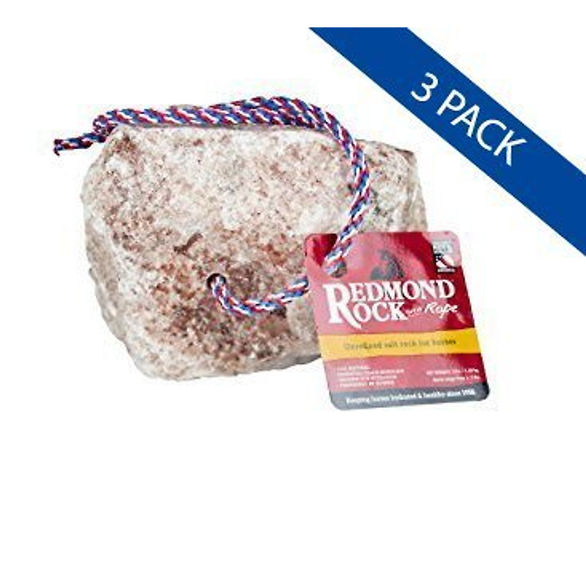 REDMOND - Rock on a Rope Unrefined Salt Rock for Horses 3 to 5 lbs (3 Pack)
