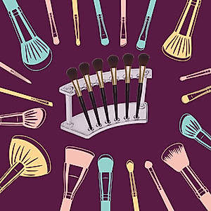 SOUJOY 8 Pack Acrylic Pen Display Stand, 6-Slot Pen Holder Rack, Eyebrow Pen Stand, Makeup Brush Rack Organizer for School Office Home Store