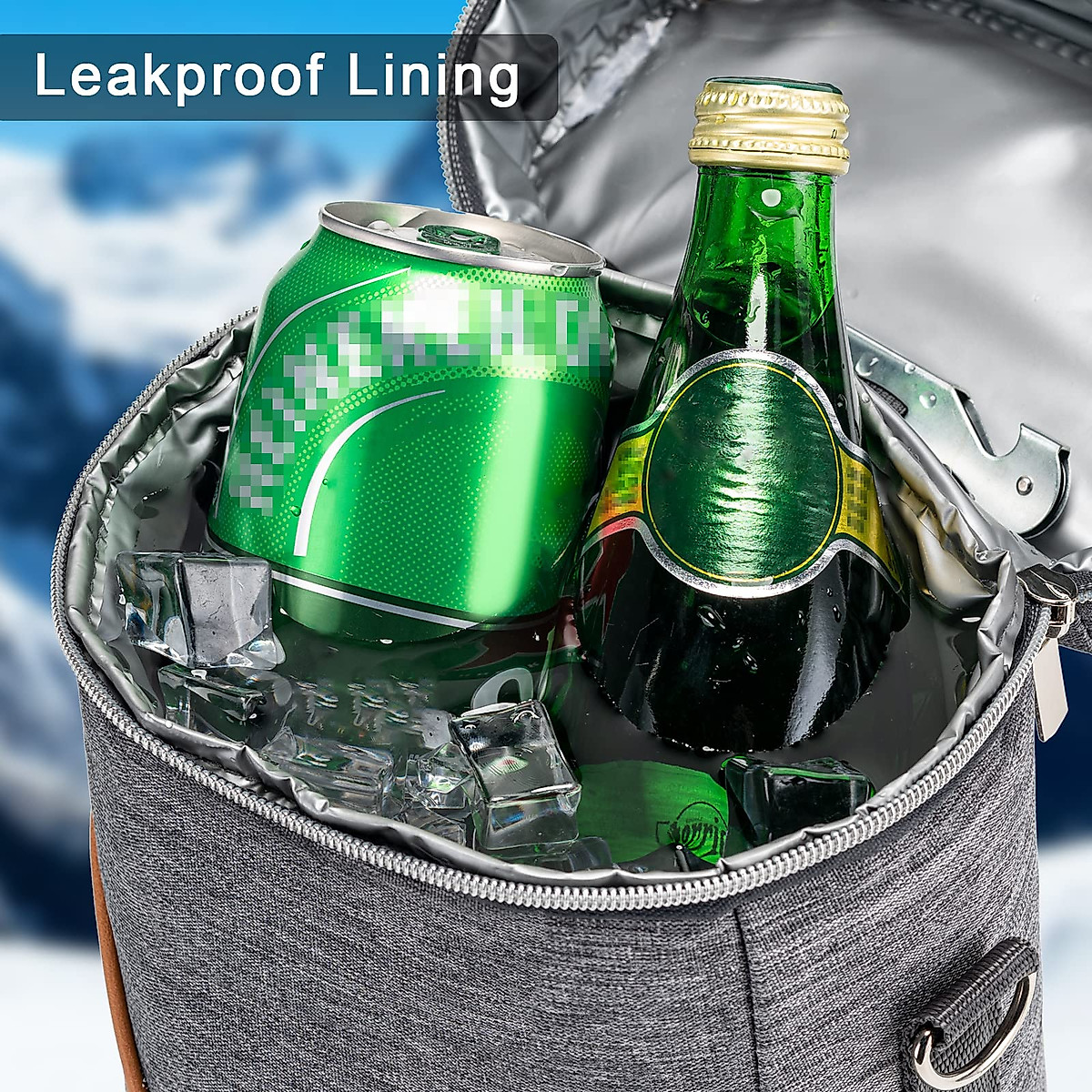 BABEYER 2 Bottles Wine Tote Bag Insulated Wine Cooler Carrier for Wine Tasting, Party, Travel, Beach, BYOB Restaurant, Sport Events, Wine Gifts for Women Wine Lovers-Grey