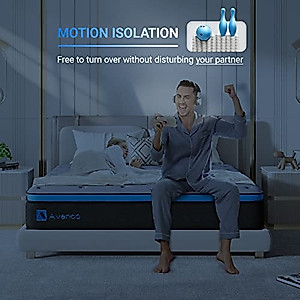 Avenco King Hybrid Mattress, 10 Inch King Size Mattress in a Box, Medium Firm Pocket Spring and Gel Memory Foam Mattress for Queen Bed, Max Loading 550LBS, CertiPUR-US, 100 Nights Trial