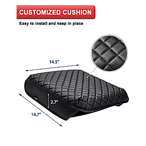 KBH Center Console Armrest Cover for Chevy Chevrolet Silverado, GMC Sierra 2019-2024, Tahoe, Suburban, Yukon 2021-2024, Vinyl Leather Console Lid Cushion, Anti-Scratch, Bucket Seat, Black