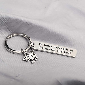 ENSIANTH Herbivore Keychain Vegetarian Jewelry Animal Sheep Gift Sheep Lover Gift It Takes Strength to Be Gentle And Kind Vegan Gift (sheep key)