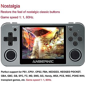 hemistin RG350m Handheld Game Console with 16G Memory, 3.5 Inch IPS Screen 2500MAH Battery Preload 5000 Games Opendingux System Gifts (Chinese and English Version) (Titanium + 32G TF Card)