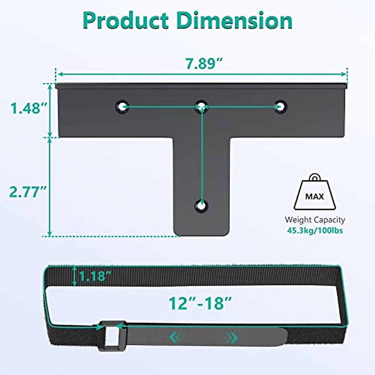 WALI Universal Wall Mount for Audio Visual Devices, Router, Game Consoles, Cable Modems, DVD Players and More, Fit 10 to 18 Inches Circumference (CBMS-B), Black