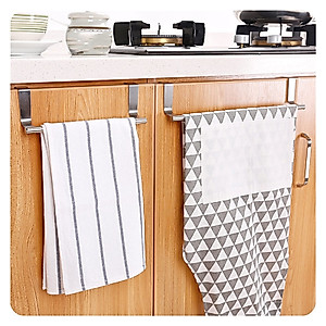 ZZZYW Stainless Steel Towel Rack Bathroom Towel Rack Kitchen Cabinet Door Hanging Storage Rack Wall-Mounted Towel Rack (Color : Small 23cm)