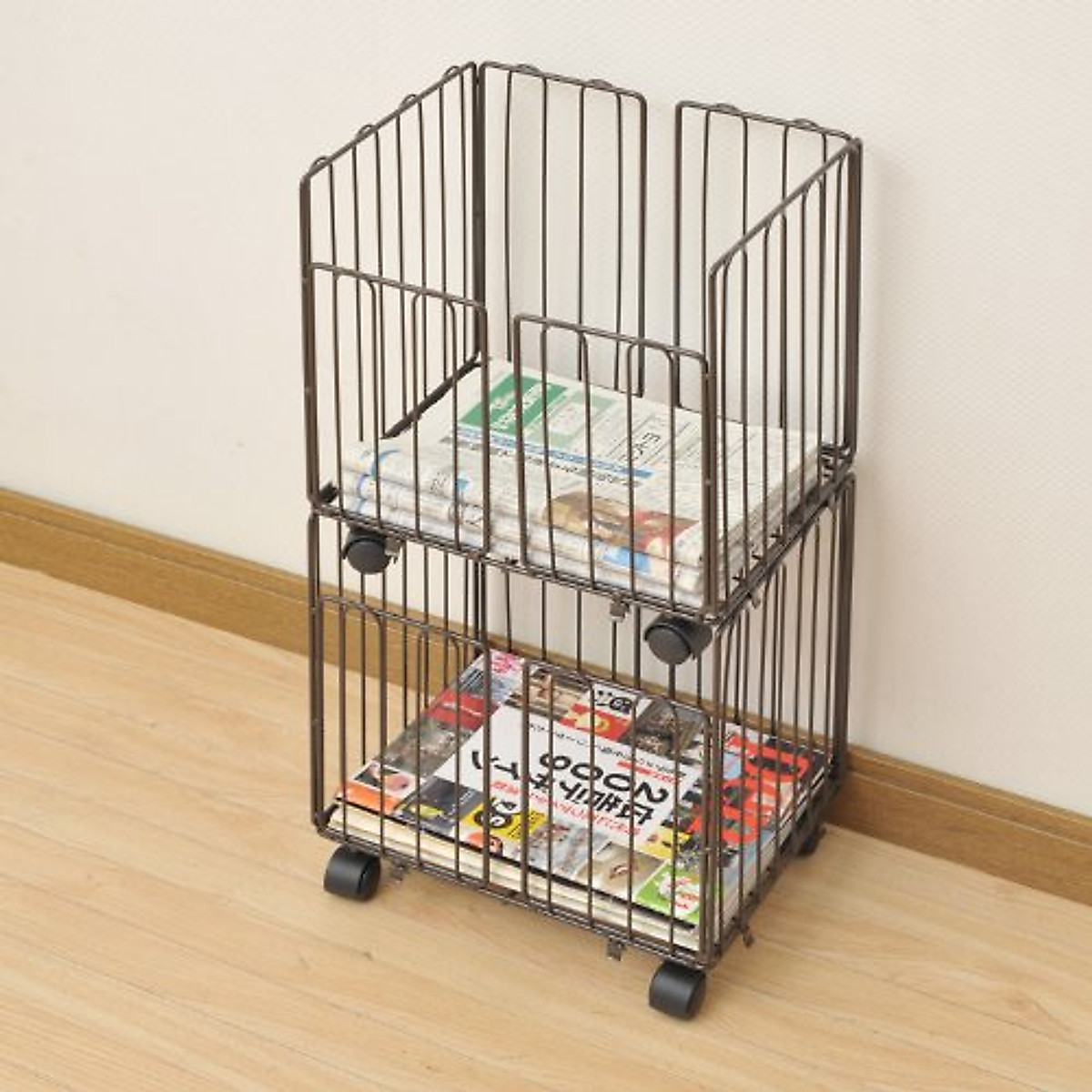 Yamazen RSR-2C (DBR) Newspaper Stocker, 2 Tiers, Dark Brown