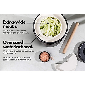 TOMO Fermentation Crock with Weights - Ceramic Sauerkraut Pickling Crock - Stoneware Kombucha Brewing (3L)