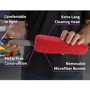 VIKING Wheel Brush or Rim Brush for Car, Metal Free, Red, 2.5 Inch x 14.3 Inch