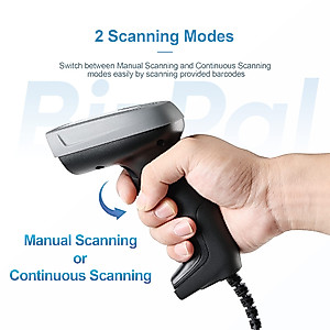 BizPal Wired 1D & 2D Barcode Scanner, Wide-Angle Lens Easy Coverage, Fast Scanning, Ergonomic Handle, Anti-Shock, Suitable for Store, Restaurant, Pharmacy, Clothing Industry, Plug and Play BSC-2000
