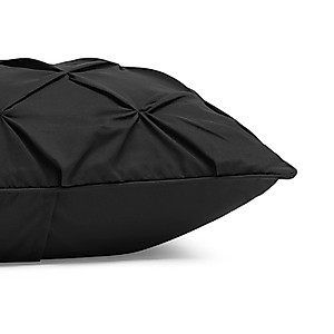 Amazon Basics Soft Full/Queen Size Comforter Sets, All-Season Down-Alternative 3-Piece Bedding Set, Pinch Pleat Design, Black