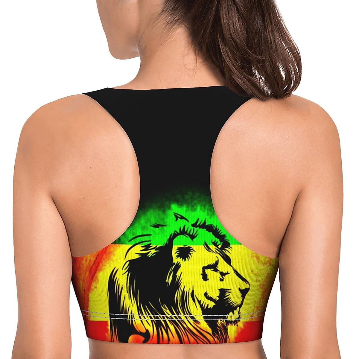 BBggyh Jamaican Lion Flag Women's Seamless Sports Bras Comfortable Yoga Bra Fitness Crop Tops Workout Tank Top - Small
