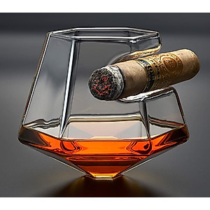 James Scott Whiskey Glass, Old Fashioned Glasses with Cigar Rest, Gifts for Men