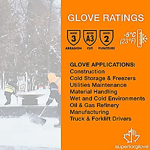 Superior Glove Winter Work Gloves - Fleece-Lined with Black Tight Grip Palms (Cold Temperatures) Freezer Gloves - SNTAPVC - Size Large