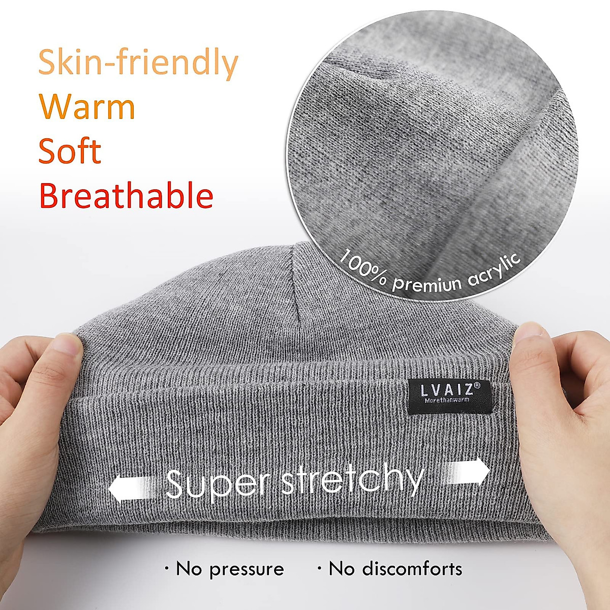 Lvaiz Kids Winter Satin Lined Beanie Hats Toddler Warm Cuffed Hat with Silky Lining Children Knitted Watch Hat Grey