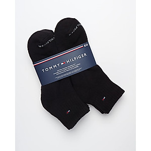 Tommy Hilfiger Men's Athletic Socks - Performance Cushion Quarter Cut Ankle Socks (6 Pack)