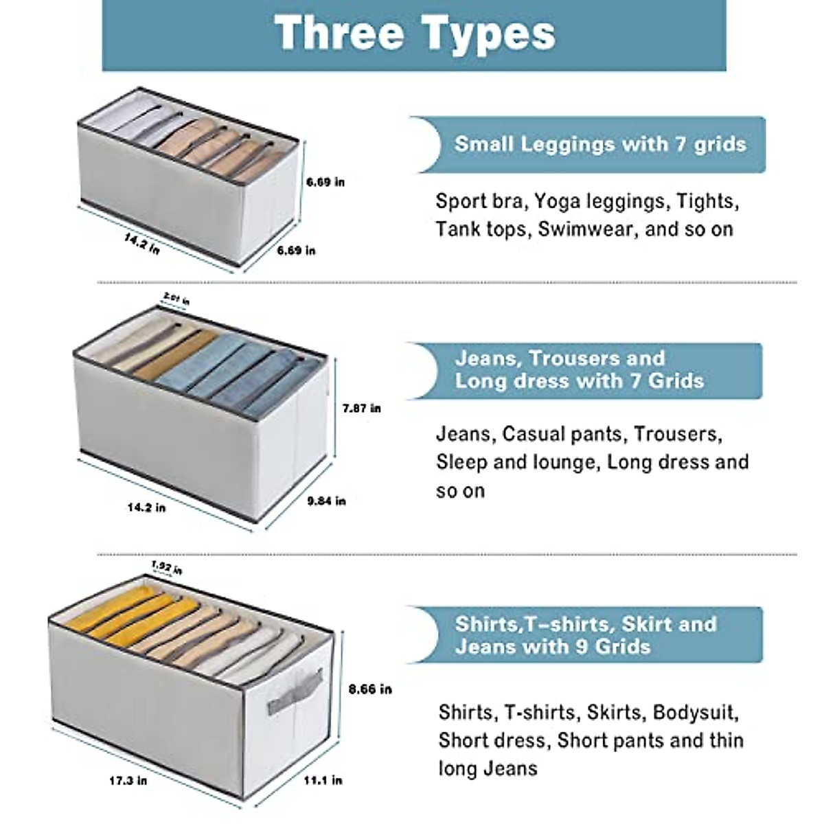 WENSEFTY Wardrobe Clothes Organizer, PP Board Mesh Closet Drawer Organizers for Clothing, Clothes Organizer and storage for folded Jeans Pants T-shirt Legging Dress