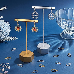 BENECREAT 40Pcs 2 Colors 18K Real Gold Plated Golden Brass Earring Hooks Silver Ear Wire with Loops for Earring Dangle Jewelry Findings, Valentine's Day Festival Gift DIY