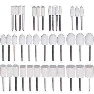 Polishing Buffing Wheels Set,Wool Felt Mounted Mandrel Grinding Bits Grinder Head Polish Watch Jewelry Rotary Tool Accessories Attachment - for Dremel 1/8 Inch Shank （38Pieces ）