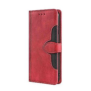 NATUMAX Phone Cover Wallet Folio Case for Oppo REALME 7 PRO, Premium PU Leather Slim Fit Cover for REALME 7 PRO, 2 Card Slots, Horizontal Viewing Stand, Easy Take, Red