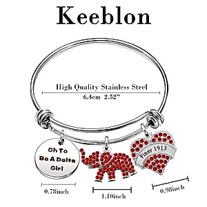 1913 Sorority Bracelet for Women Greek Sorority Paraphernalia Gift Red Elephant Charm Bracelet Sisterhood Graduation Jewelry (OH Elephant)