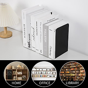 2pcsMetal Book Ends Book Ends Decorative Bookends Book Ends for Shelves Book Holder (Black)