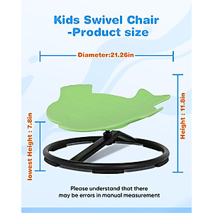 FAHKNS Spin Chair for Kids, Sensory Swivel Chair, Swivel Chair for Autism Kids Training Concentration, Outdoor and Indoor Non Slip Metal Base Sensory Chair Relieving Toddlers Sickness Symptoms