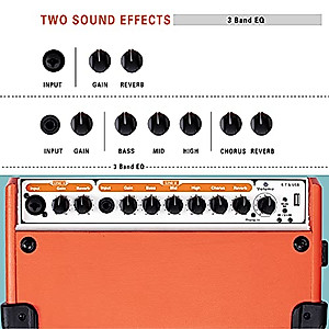 Acoustic Guitar Amplifier, 20 Watt Bluetooth Amp for Guitar Acoustic with Reverb Chorus Effect, 3 Band EQ（Including Microphone and Audio Cable）
