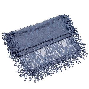 Cindy and Wendy Lightweight Soft Leaf Lace Fringes Scarf shawl for Women (Navy)