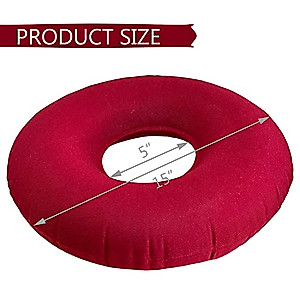 Shineyid Donut Pillow for Tailbone Pain, Inflatable Donut Cushion Seat with A Pump, Hemorrhoid Seat Cushion, Round Wheelchairs Seat Cushion for Office Chair, Car or Home (15" Red)